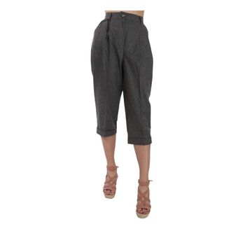 Dolce & Gabbana Femme, Shorts, Gris, Taille: 40 FR Pantalon Court en Laine Grise avec Design Pliss&eacute;