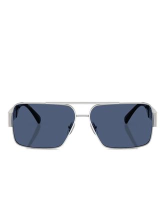 Versace Sonnenbrille mit eckigem Gestell - Silber