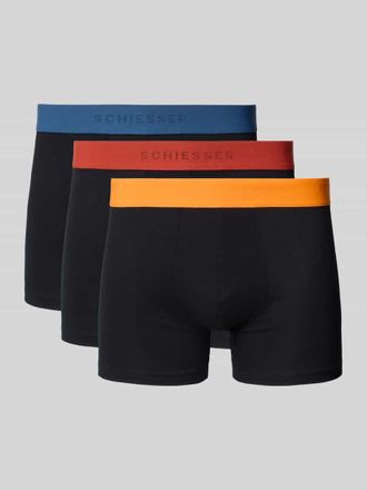 Schiesser Slim Fit Trunks mit Logo-Detail im 3er-Pack