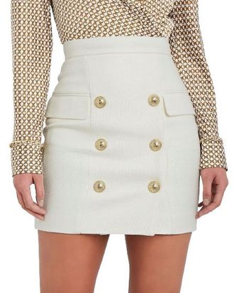 Balmain High-Waist Grain De Poudre Mini Skirt Size 36