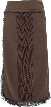 Guru Shop Boho Wickelrock mit Tribaldruck, Fransen - Braun, Damen, Baumwolle, Size:L/XL