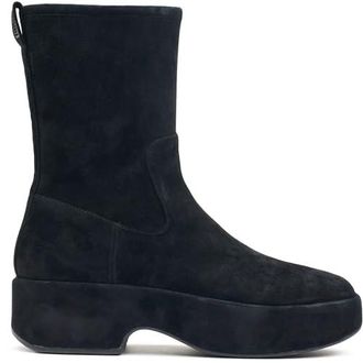 FitFlop Womens F-luma Stretch Suede Demi-Wedge Mid-Calf Boots Ankle, tout noir, 37.5 EU