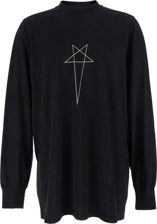 Rick Owens t-shirt imprimé à manches longues - Noir