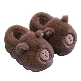 Generic Capybara Pantoufles mignonnes en peluche, douces, chaudes et confortables, pour int&eacute;rieur et ext&eacute;rieur, pour tous les &acirc;ges, marron fonc&eacute;, 38.5/39 EU
