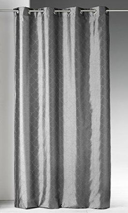 HOME MAISON Homemaison Vorhang aus Shantung, Bedruckt, Schuppenmuster, Polyester, Fantasie-Motiv, fertig zum Aufh&auml;ngen, mit 8 silberfarbenen &Ouml;sen, geeignet f&uuml;r Wo