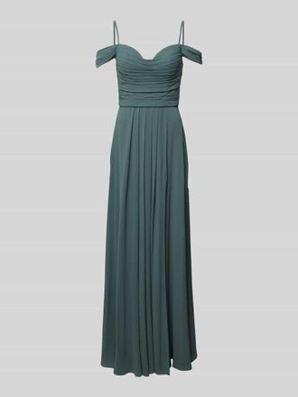 Mascara Maxikleid in unifarbenem Design mit Raffungen