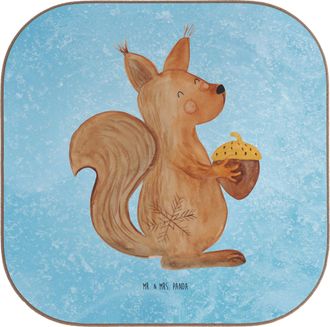 Mr. & Mrs. Panda Untersetzer Glas Eichhörnchen Weihnachten - Geschenk, Weihnachtsgruß, Gläser, gläseruntersetzer, Weihnachtsmotiv, Coaster, Frohes Neues Jahr, Neujahr,