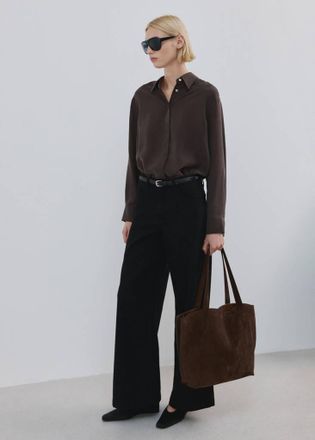 Mango Jean large taille normale black denim - Femme - 36 - MANGO