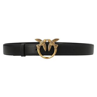 Pinko Love Birds Lederg&uuml;rtel 3 cm - - Accessories - Damen - Schwarzk - L