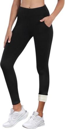 Minetom Legging Femme Skinny Extensible Slim Pantalon Hiver Taille Haute Thermique Chaud Doux Doublure Polaire Velours Leggings A2 Noir XS