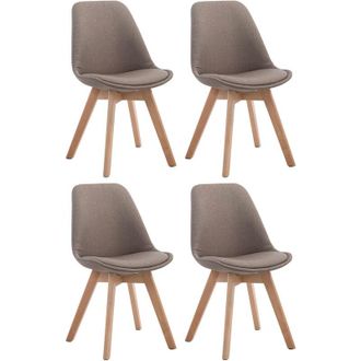 Clp Lot de 4 chaises de salle à manger Borneo V2 en Tissu Taupe Nature