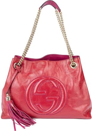 Gucci Crossbody Bags - Gucci Pink Patent Leather GG Soho Crossbody Bag - Gr. unisize - in Gold - für Damen