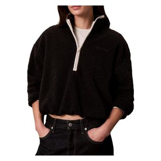 Calvin Klein Sherpa 1/4 Zip Sweatshirt - - Sweatshirts & Hoodies - Damen - Schwarzk - L
