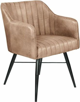 Massivmoebel24 Stuhl Echtleder 54x68x78 beige iron label 12