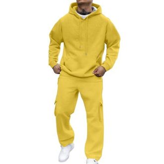 Generic Surv&ecirc;tement pour homme - Ensemble complet &agrave; manches longues et cordon de serrage - V&ecirc;tement de travail uni &agrave; capuche - Pantalon de jogging - V&ecirc;tement 