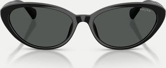Ralph Lauren Butterfly-Sonnenbrille mit Verlaufsglas in gl&auml;nzend Schwarz