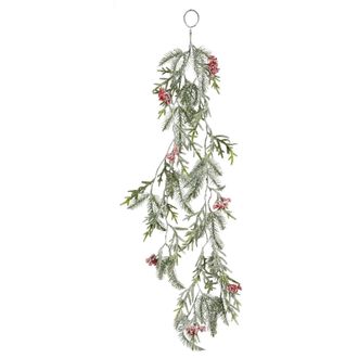 Creativ Green Tannenmixhänger geeist mit Beeren 101cm grün I naturgetreuer Tannenhänger mit Beeren I Weihnachtsdeko zum Hängen I Fensterdeko Weihnachten I Adventsde