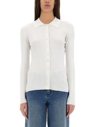 Michael Michael Kors Ribbed Tencel Lyocell Cardigan - White