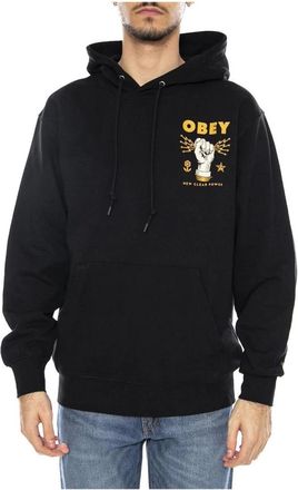 Obey Homme, Sweatshirts et sweats &agrave; capuche, Noir, Taille: XL New Clear Power Hood Fleece
