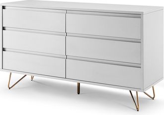 Salesfever home24 Kommode Belfield 120 x 70 x 40cm Weiß/Weiß/Gold