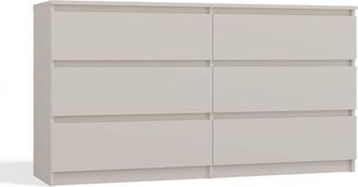 Selsey Kommode Malwa 75 x 138 x 40 cm - Sechs Geräumige Schubladen - Grifflose Front - Robuste Laminierte Spanplatte 16 mm - Kaschmir Design - Ideal für Schl