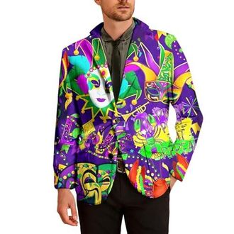 Generic Veste en velours c&ocirc;tel&eacute; pour homme - Costume de carnaval - Motif amusant - Veste de costume vintage streetwear - Tenue de f&ecirc;te pour le lundi des roses