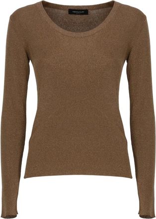 Fabiana Filippi Femme, Pulls, Brun, Taille: 38 FR Pull en viscose &agrave; col rond