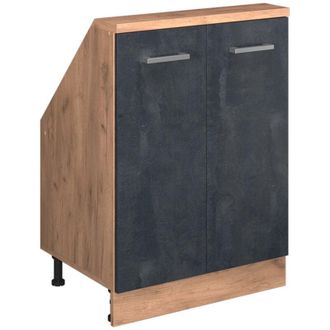 Vicco Dachschr&auml;genschrank Rion, Schwarz Beton/Goldkraft Eiche, mit 2 T&uuml;ren, Vicco