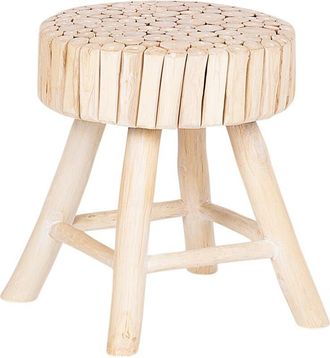 Beliani Petit Tabouret Multifonction en Rondin de Bois Clair peut aussi bien servir de table dappoint de repose-pieds pour tout espace de vie Beliani