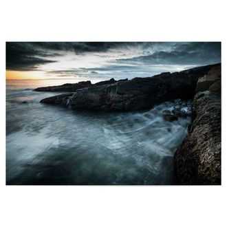 artboxONE Poster 75x50 cm Natur Nightfall hochwertiger Design Kunstdruck - Bild flakstad&oslash;ya Brandung Europa