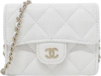 Chanel Porte-cartes Pre-owned Timeless Classic en cuir caviar - Femme - Pre-owned - Blanc - Taille: ONE Size
