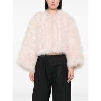 Yves Salomon Faux-Fur Cropped Cape - Pink