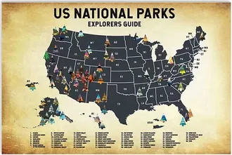 IUBBKI Us National Parks Explorers Guide Blechschild aus Metall, Wanddekoration, Schild f&uuml;r Zuhause, Bar, K&uuml;che, Pub, Garage, Bauernhof, Dorf, 20,3 x 30,5 cm