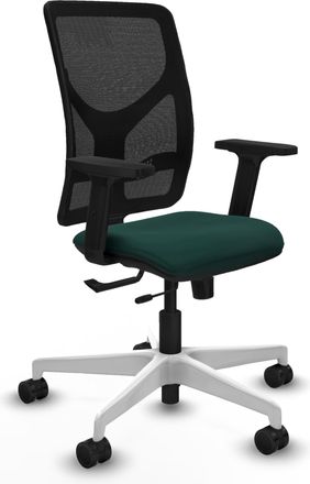 Piqueras y Crespo Computerstuhl mit Rollen mit 2D-Armen, h&ouml;henverstellbare Lendenwirbelst&uuml;tze, ausgestattet mit Syncro/Traslack und Schneidschaum, Schwarz/Flaschengr&uuml;n