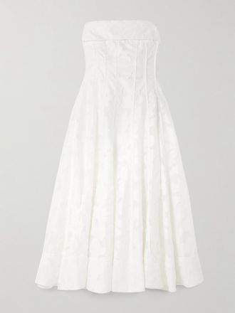 SIMKHAI Imogen Tr&auml;gerloses Midikleid Aus Jacquard Mit Fil Coup&eacute; - Wei&szlig;