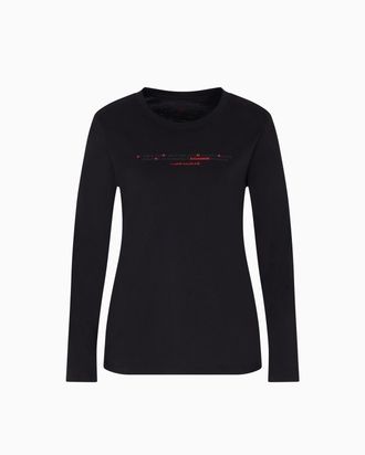 A|X Armani Exchange Womens Long Sleeve Front Multicolor Print Regular fit, Shirt, Black, S