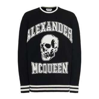 Alexander McQueen Pullover mit Totenkopf-Logo - - Knitwear - Herren - Schwarzk - S