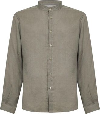 Brunello Cucinelli Homme, Chemises, Vert, Taille: 2XL Chemise en Lin Coupe Facile