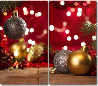 Tulup Schneidebretter Weihnachten Spritzschutz 2x30x52cm Herdabdeckplatte Gehärtetes Glas Küche - Weihnachtsbaumkugeln Weihnachtsschmuck
