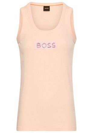 HUGO BOSS T-Shirt Ematite Stonebadg Premium Damenmode mit glitzerndem Logo-Badge