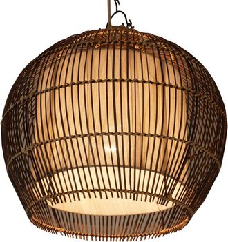 Guru Shop Deckenlampe/Deckenleuchte, in Bali Handgemacht aus Naturmaterial, Rattan, Baumwolle - Modell Camilio, 34x37x37 cm