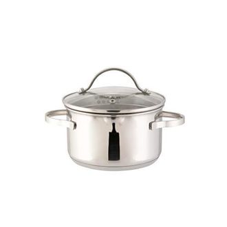 axentia Kochtopf Pado mit Deckel aus Glas, Küchen-Geschirr aus Edelstahl, Induktionstopf für alle Herdarten, Ø ca. 16 cm, Volumen: ca. 1,5 l, Weiß