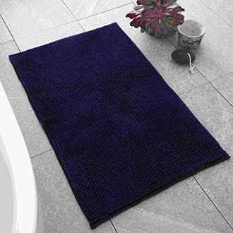 Catherine Lansfield Badematte mit Bommel, Polyester, Marineblau, Bathmat