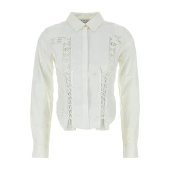 Marine Serre Upcycled Leinen Korsett-Shirt - - Blouses & Shirts - Damen - Wei&szlig; - S