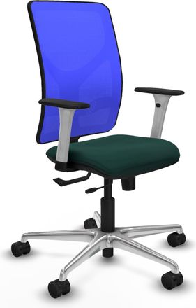 Piqueras y Crespo Stuhl Home Office mit wei&szlig;en und schwarzen Armlehnen, h&ouml;henverstellbare Lendenwirbelst&uuml;tze, ausgestattet mit Syncro/Traslack und Schneideschaum, Blau/