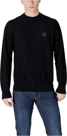 HUGO BOSS Homme, Pulls, Noir, Taille: XL Maille col rond en cachemire et coton