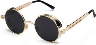 Generic Lunettes De Soleil Rondes &Agrave; Petite Monture For Hommes Et Femmes, Verres De Soleil De F&ecirc;te En M&eacute;tal For Photos De Vacances(Black)