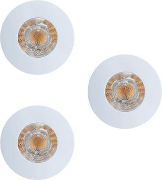Eglo 3er Set Einbaustrahler Margo, Deckenspot au&szlig;en, Deckestrahler, Aluguss in wei&szlig;, Glas satiniert in wei&szlig;, warmwei&szlig;, &Oslash; 8,4 cm
