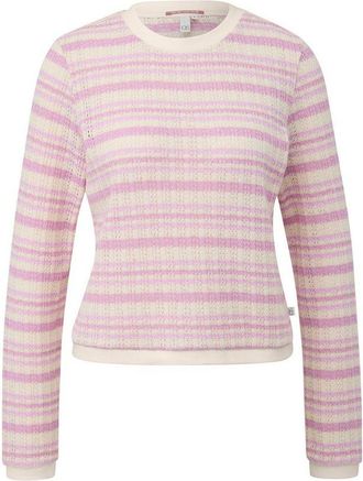 QS by s.Oliver Langarmshirt T-Shirt Longsleeve mit Ajourmuster