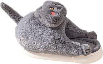 Generic Chat Amusant Chaussons Fuzzy pour Femmes Chambre à Coucher Pantoufles Moelleux Pantoufles Animaux Mignon Chaussons pour Intérieur et Extérieur Chaussu